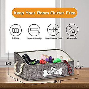 Thankspaw Dog Toy Box, Large Dog Toys Storage with Handle, Fabric Trapezoid Dog Toy Bin, Collapsible Basket Chest Organizer, Perfect for Pet Toys, Blankets, Dog Toys and Accessories