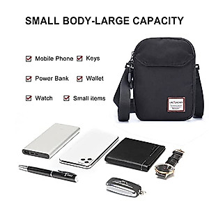 Mini Crossbody Bag Small Shoulder Bag For Men Travel Wallet Passport Holder Phone Purse Unisex, Mini Messenger Satchel Bag For Women Fanny Pack Neck Pouch Bag With Headphone Jack - Black