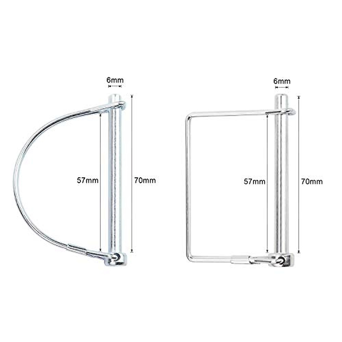 Favordrory 20 Pieces Shaft Locking Pin Safety Coupler Pin 1/4 Inch Diameter in 2 Shapes of Square and Arch for Farm Trailers Wagons Lawn Garden, Silver