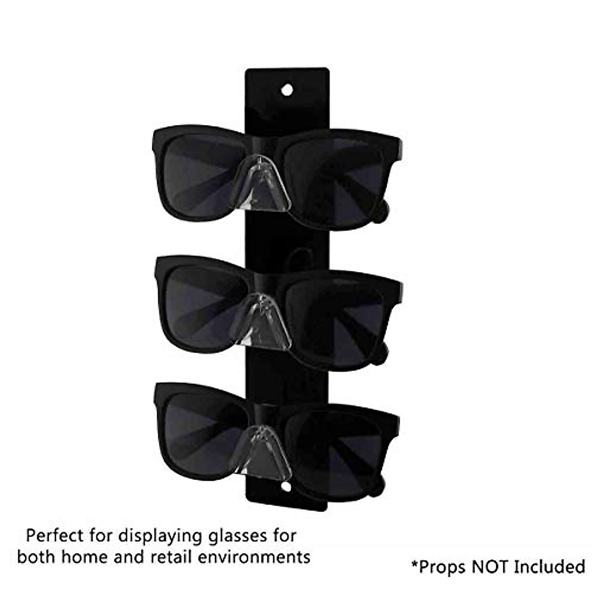 Marketing Holders Glasses Holder Holds 3 Pair Wall Mount with Hanging Hardware Black Acrylic Retail Locations Space Saver Organizer Storage Warehouses Eyeglasses Sunglasses Spectacles Bifocals