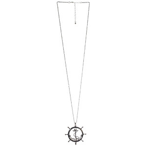 Anchor Nautical Wheel 4X Magnifier Magnifying Glass Pendant Necklace, 30"