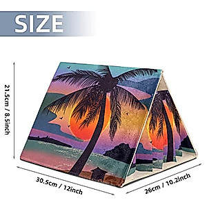 Y-DSIWX Guinea Pig Hideout Cozy Hamster House Cave for Bunny Chinchilla Hedgehog Small Animal Beach Sunset Palm Tree Colorful Pattern