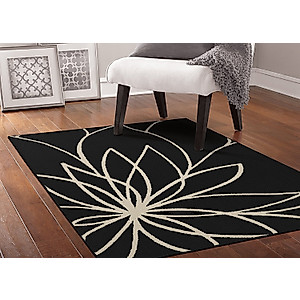 Garland Rug Grand Floral Area Rug, 5 x 7, Black/Ivory