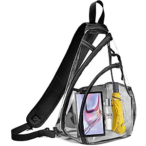 OSOCE Clear Sling Bag,Transparent Crossbody Bag with Reflective Belt,Zipper Shoulder Pocket, Breathable Back Cushion