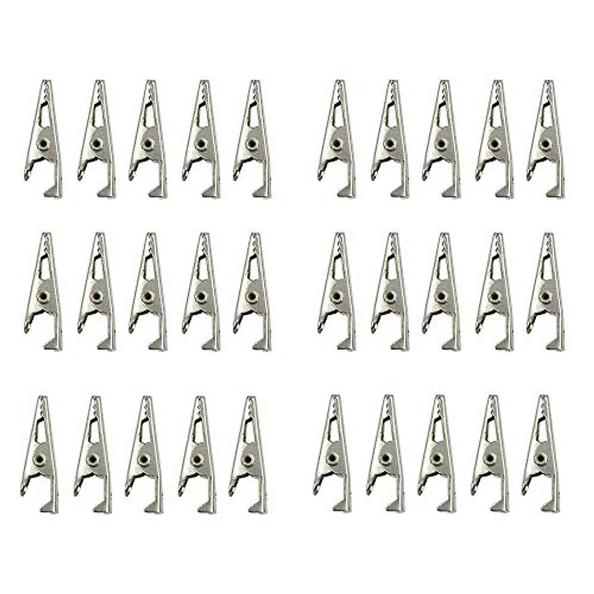 bnafes 27mm/1.06" Alligator Clips Test Crocodile Clamps Silver Tone - (30 Pcs)
