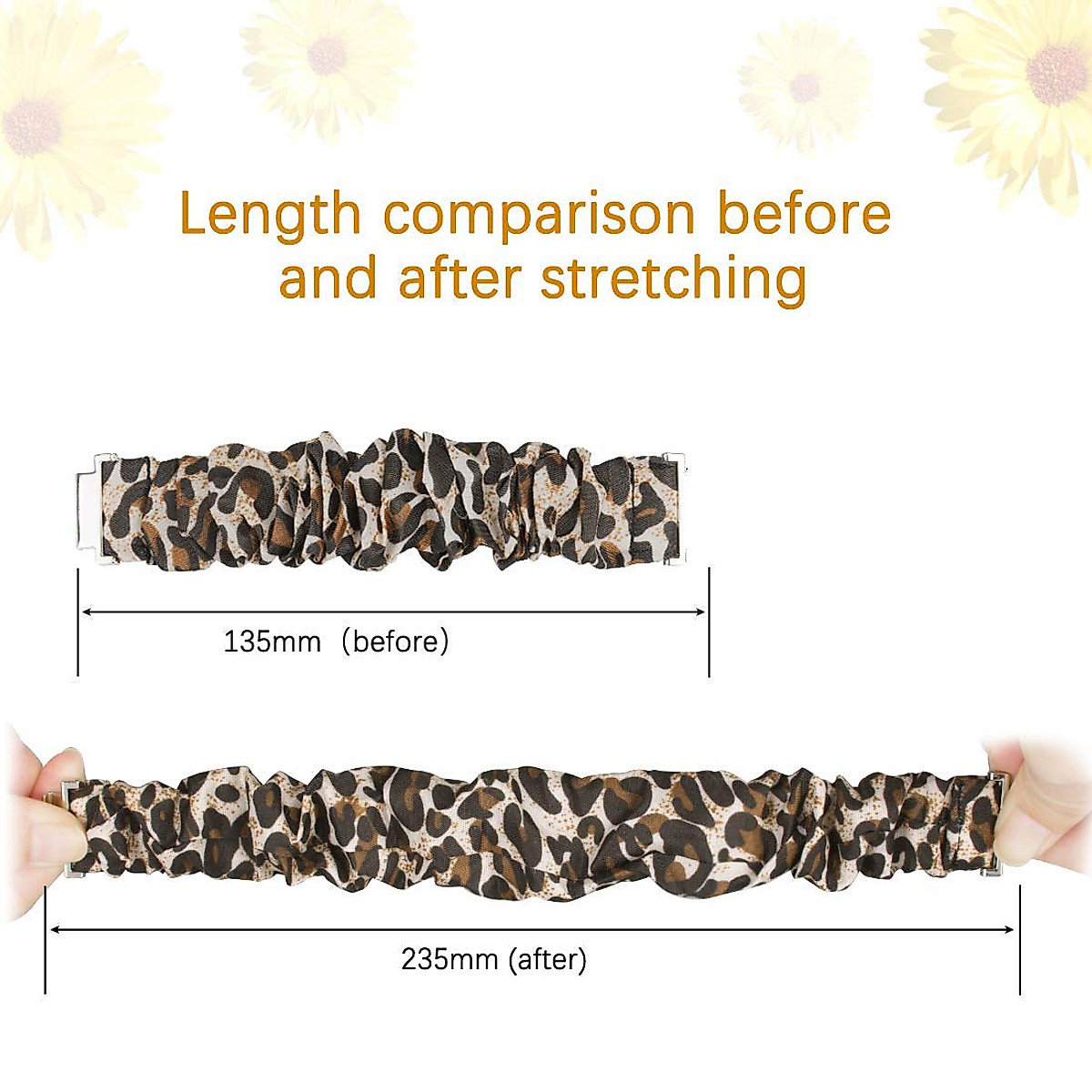 200Pcs Compatible for 3Plus Callie Band, Blueshaw Fabric Elastic Scrunchie Elastic Watch Band Women Cute Replacement Straps for 3Plus Callie Hybrid SmartWatch (Leopard Print)