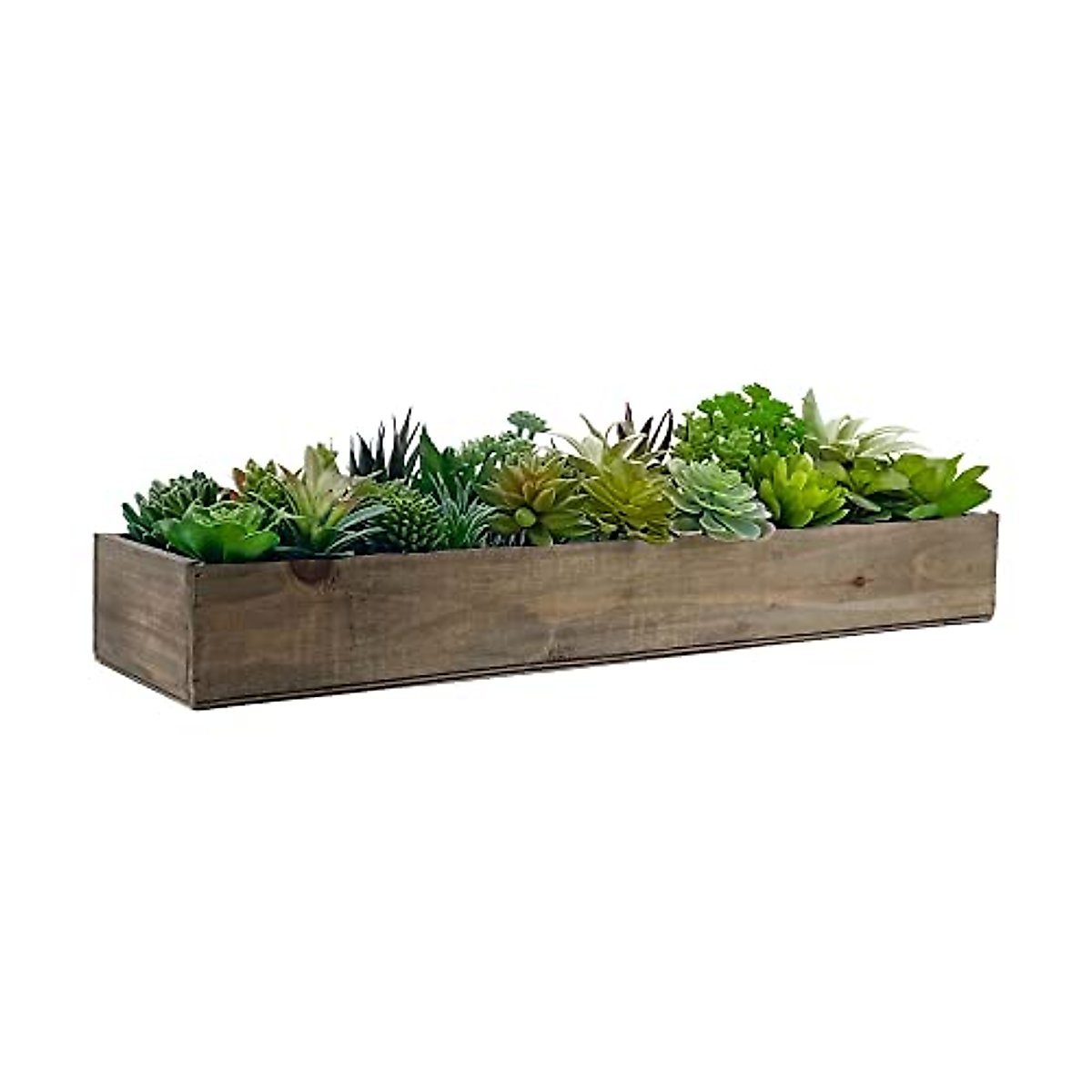 CYS EXCEL Wood Rectangular Planter Box with Removable Zinc Metal Liner (H:3" Open:24"x6") | Multiple Size Choices Wood Rectangular Planter | Indoor Decorative Window Box