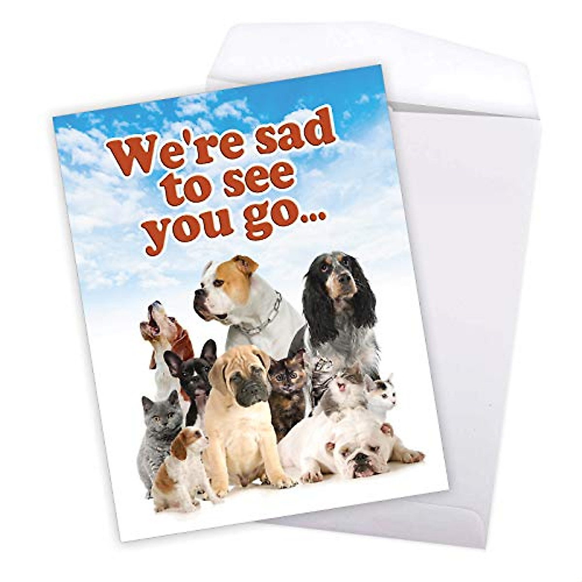 NobleWorks - Cute Group Retirement Card - Adorable Dog Office Humor, Work Retirement Greeting - Pet Coworkers J3636RTG-US