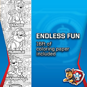 Paw Patrol Activity Coloring Table with Art Paper Roll, Plastic Desk Holder, Crayons & Stickers - Color & Craft Art Table - Red Activity Floor Desk, Ages 3-6