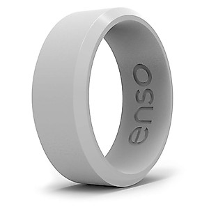 Enso Rings Bevel Classic Silicone Wedding Ring – Hypoallergenic Unisex Wedding Band – Comfortable Band for Active Lifestyle – 8mm Wide, 2.16mm Thick Misty Grey: 8