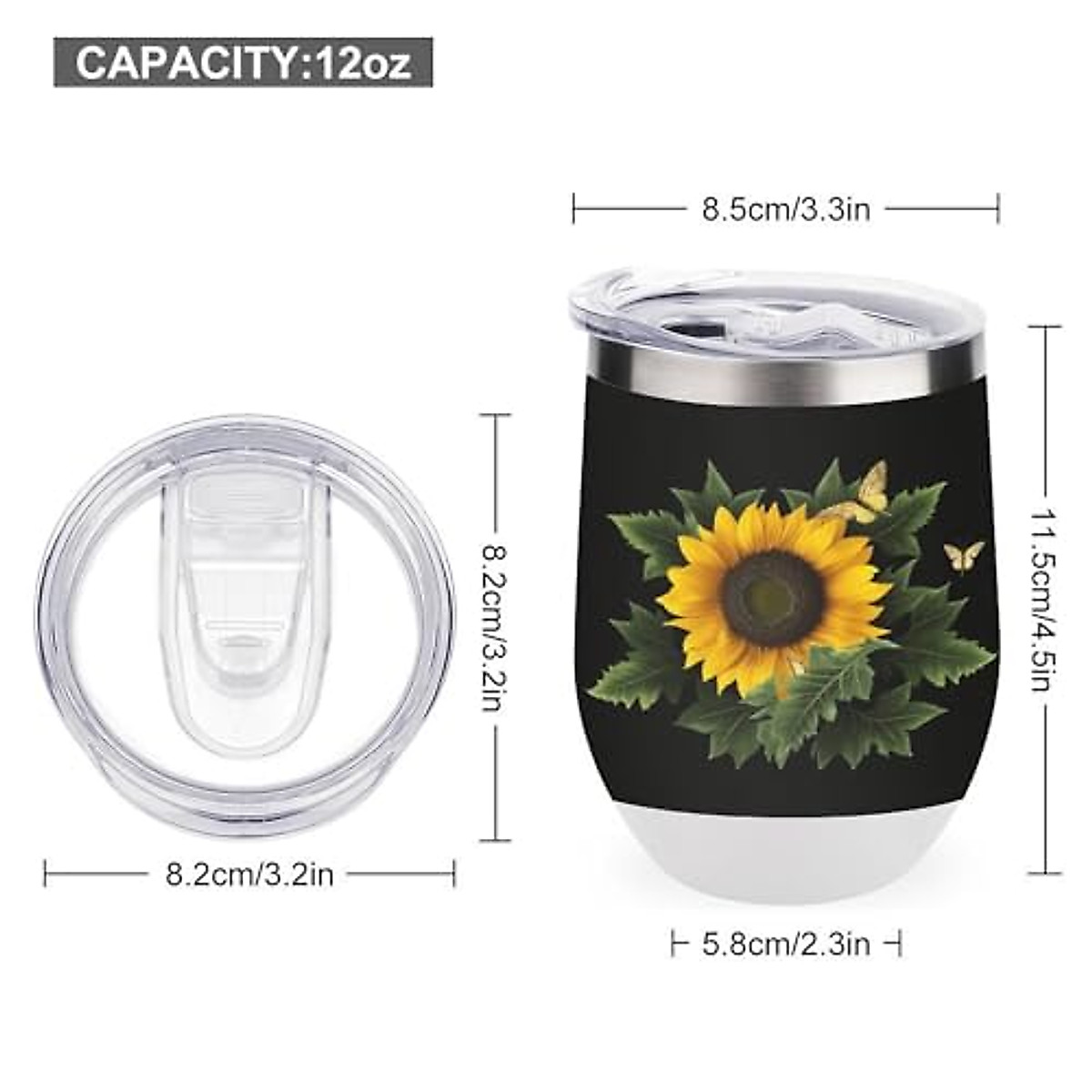 WYUSPGK 304 Stainless Steel Insulated Cup, Weed with Sunflower Print Smooth Rim, Durable & Reusable - Perfect for Office, Home, And Travel