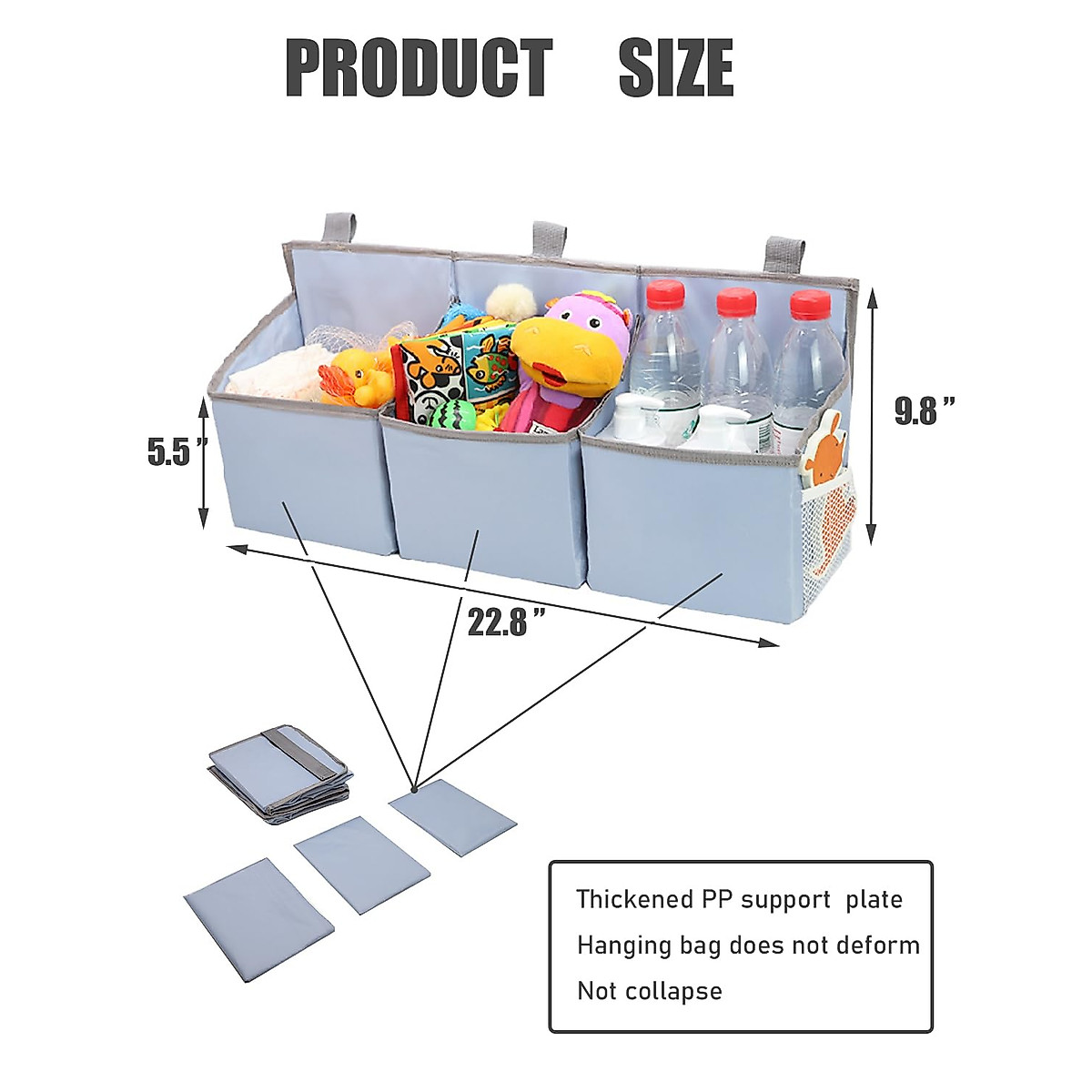 Ruyahort Hanging Diaper Caddy Organizer Sturdy and Durable Baby Organizer –Diaper Stacker for Changing Table, Crib, Playard or Wall-GREY