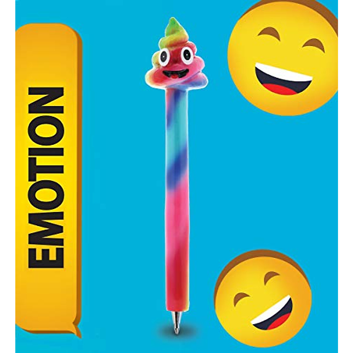 Planet Pens Bundle of Poop Face Emotion & Poop Rainbow Novelty Pens - Unique Kids and Adults Ballpoint Pens Colorful Emotions Writing Instrument For School and Office - 4 Pack