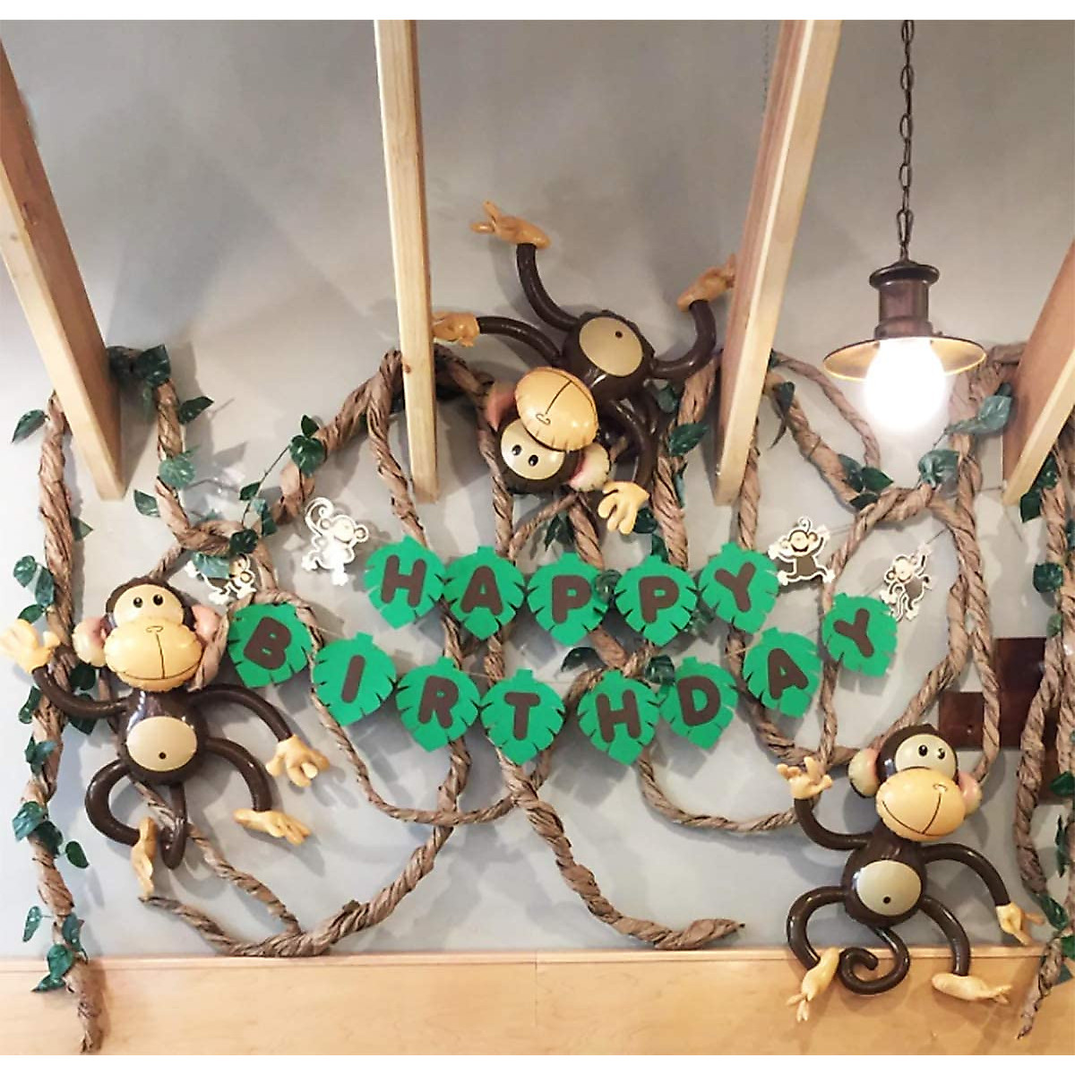 Inflatable Monkeys (4 Pack) 27 Inch Large Monkeys Inflatables For Jungle Decor, Safari Birthday Decorations, Kids Animal Party Supplies, Baby Shower Favors By 4E's Novelty