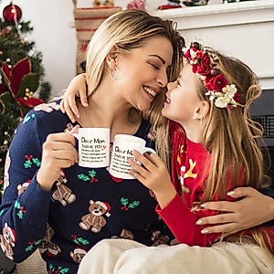 Mothers Day Gifts for Mom from Daughter Son, Dear Mom Mug, 11oz Novelty Funny Coffee Mugs, Christmas Birthday Presents Idea