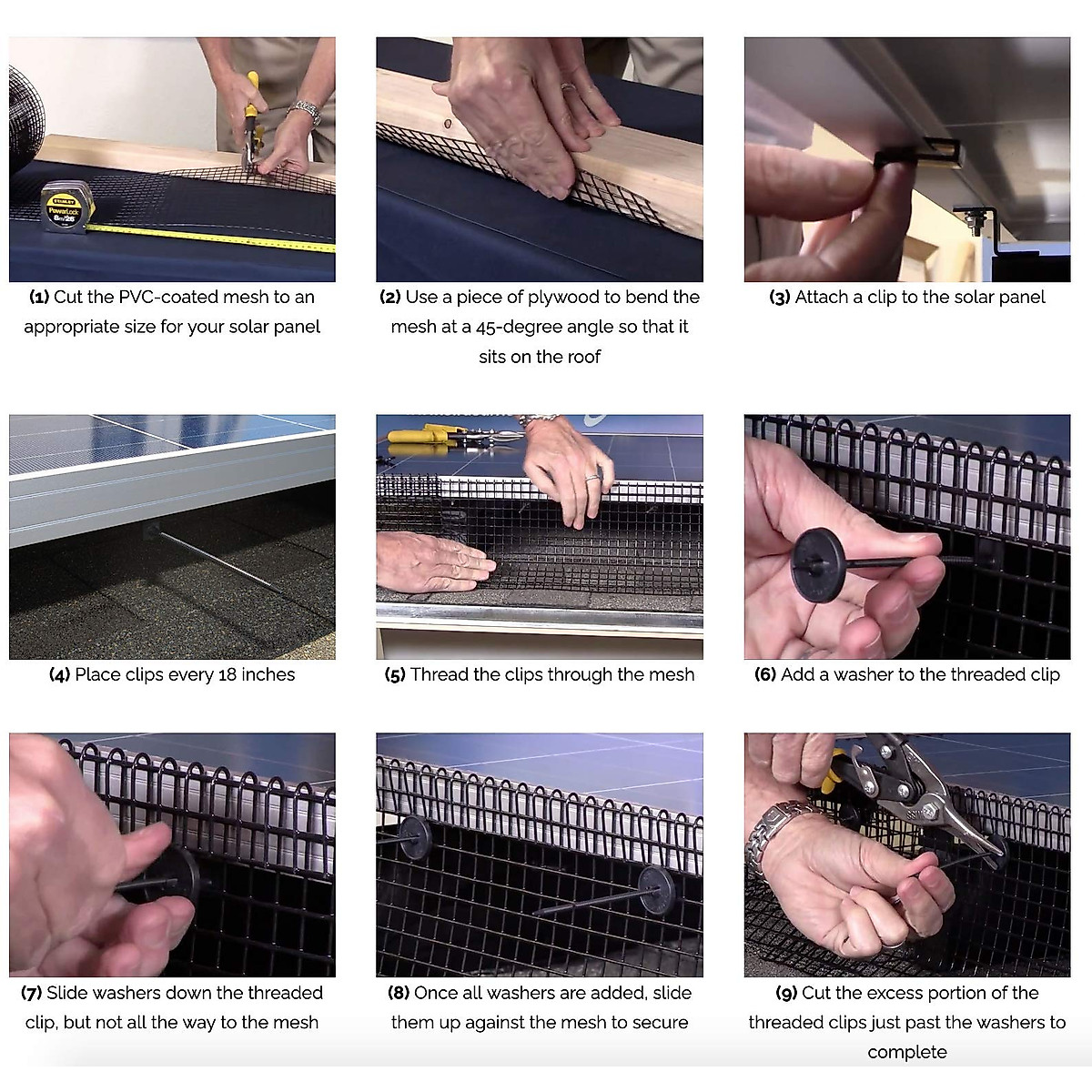 Bird Barrier Wire Mesh Screen for Solar Panel Protection 100’ X 12” X 1/2” Black PVC Coated, Protect Your Solar Panels - Fastener Clips Sold Separately