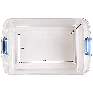 HOMZ Heavy Duty Modular Stackable Storage Tote Containers with Latching Lids, 66 Quart Capacity for Home, Garage, or Office Organization, Clear 4 Pack