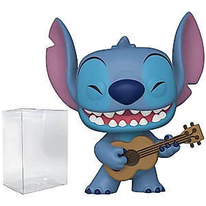 Funko POP Disney: Lilo & Stitch - Stitch with Ukulele Pop! Vinyl Figure (Bundled with Compatible Pop Box Protector Case), Multicolor, 3.75 inches