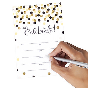 Hallmark Party Invitations (Let's Celebrate with Gold and Black Dots, Pack of 20)
