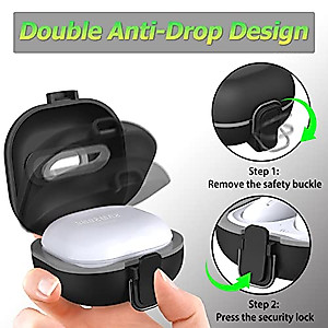 [Upgrade Lock] Case for Galaxy Buds 2 Pro/Galaxy Buds Pro/Galaxy Buds 2 /Galaxy Buds Live, Armor Cover Case Compatible with Samsung Earbuds Shockproof Protective with Lanyard Keychain (Black)