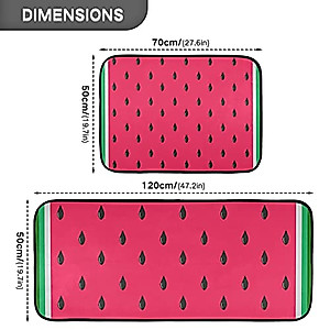 Watermelon Kitchen Rugs and Mats Set 2 Piece Non Slip Washable Runner Rug Set of 2 for Kitchen Sink Floor Home Decor Laundry