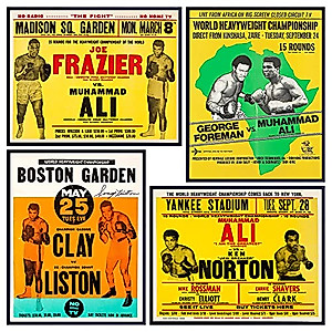 Muhammad Ali Wall Art Poster Set - Bar Wall Decor - Gym Wall Decor - Motivational Sports Decor - African American Wall Art - Man Cave Decor - Boxing Posters- Gifts for Men Boys - Black Art