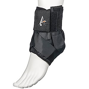 Active Ankle AS1 Pro Lace Up Ankle Brace, Ankle Support with Laces for Men & Women, Protection & Sprain Support for Volleyball, Rugby, Basketball, Low Profile, Black, Medium