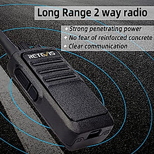 Retevis RT17 Walkie Talkies Long Range, Durable Two Way Radio Rechargeable with USB Charger Base, Portable 2 Way Radios with Earpieces Mic, for Adults School Security Warehouse Construction(6 Pack)