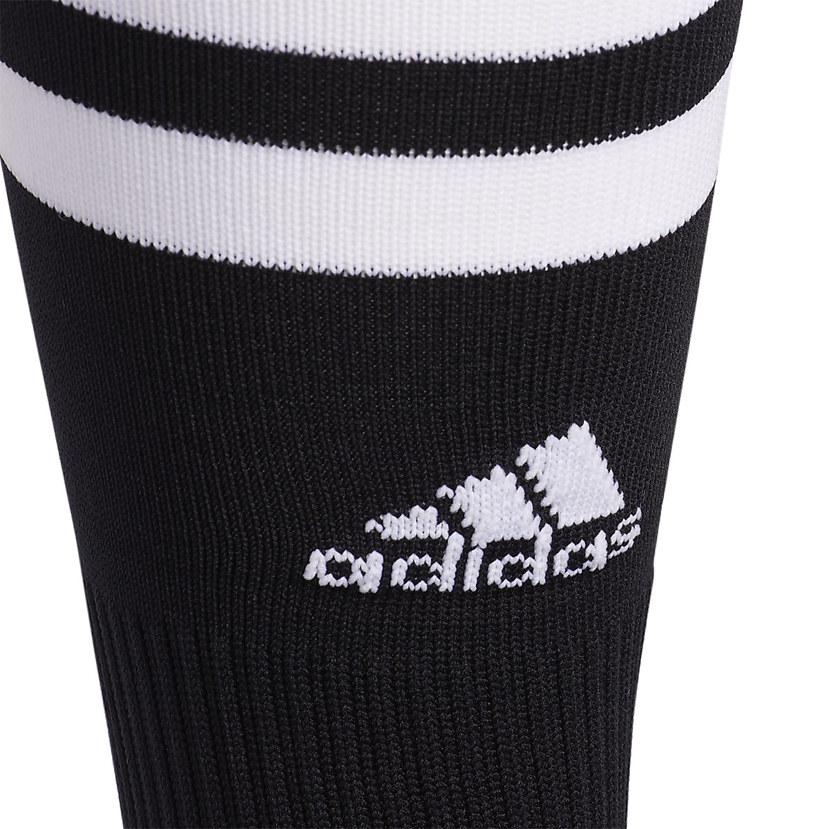 adidas 3-Stripe Hoop Soccer Socks (1-Pair) with Arch Compression for a Secure fit, Black/White, Small