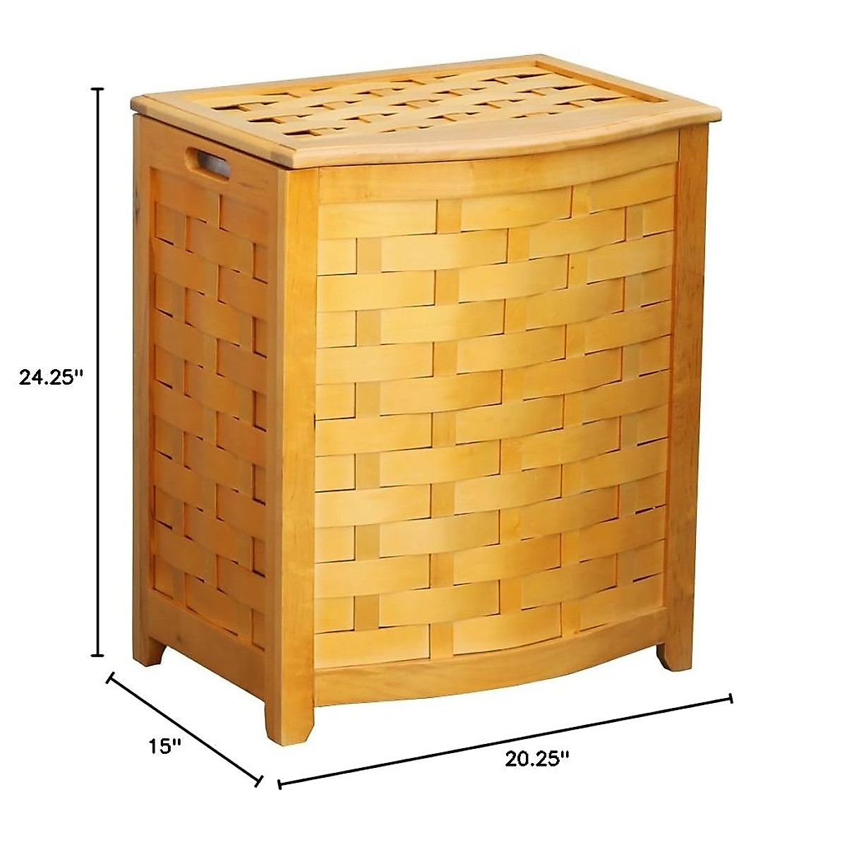Oceanstar BHV0100N Bowed Front Veneer Laundry Wood Hamper, Natural Finished