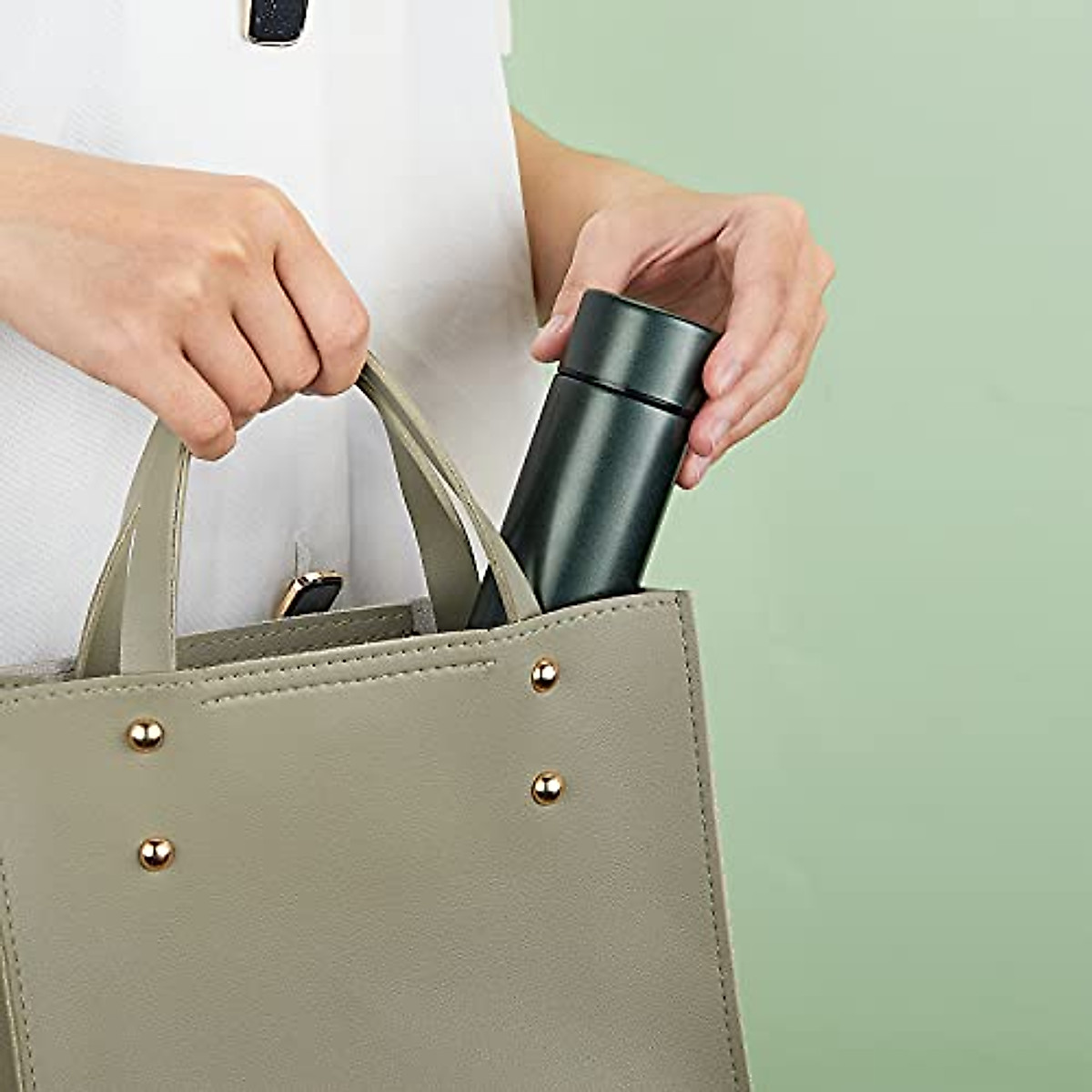 Cute Thermos Water Bottle - 5 Oz Mini Insulated Stainless Steel Bottle - Keeps Cold for 12 hours, Hot for 6 hours, Perfect for Purse or Kids Lunch Bag (Emerald Green)