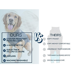 Dog Recovery Suit After Surgery - for Spay Neuter - with Washable Pads - Dog Onesie (Grey Medium)