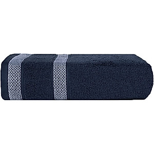 CASA COPENHAGEN Solitaire Mix 6 Pieces Towel Set- Navy Blue + Grey Violet, 600 GSM 2Bath Towel 2Hand Towel 2Washcloth, Designed in Denmark Made of Soft Egyptian Cotton for Bathroom, Kitchen & Shower