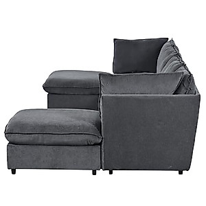 136.6" Oversized U-Shaped Cushions Modular Sectional Sofa W/Extra Wide Chaises and Removable Ottomans,6 Seaters Corner Upholstered Sofa & Couch Deep Seat Convertible Sleeper Couch Bed for Living Room