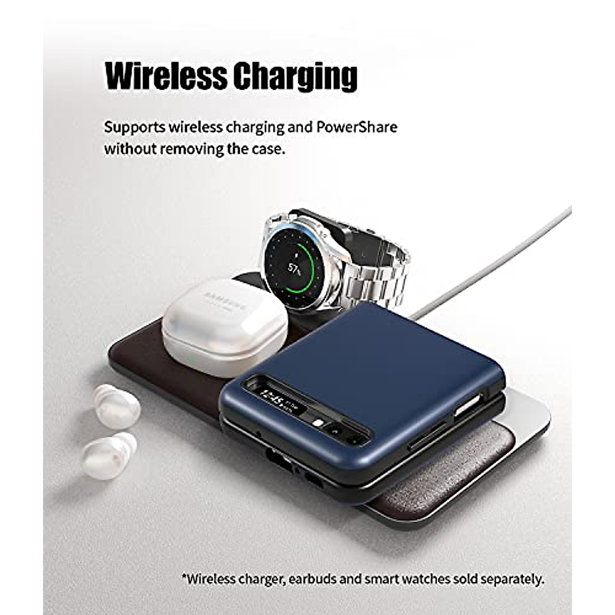 GOOSPERY for Galaxy Z Flip Case (2020) with Hinge Coverage, Luxury 360 Protection TPU Bumper Soft Feeling Hard PC Back Dual Layer Cover - Navy Blue