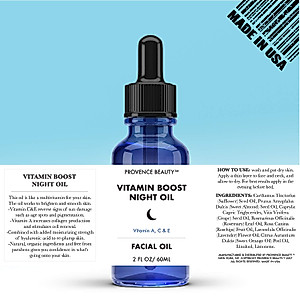 Vitamin Boost Night Facial Serum - Vitamin A, C and E for Anti-Aging, Wrinkle & Fine Line Reduction, Brightening, Damage Repairing Solution - 2 Fl Oz