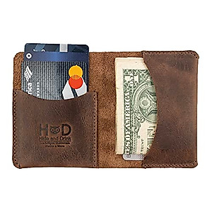 Hide & Drink, Leather Bifold Card Holder, Holds Up to 6 Cards/Organizer/Case/Wallet, Handmade Includes 101 Year Warranty :: Bourbon Brown