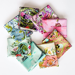 Everglow Fat Quarter Bundle (8 Pieces) by Tula Pink for FreeSpirit 18 x 21 inches (45.72 cm x 53.34 cm) Fabric cuts