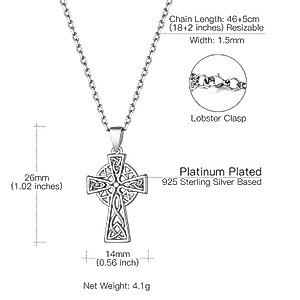 Suplight Celtic Cross Necklace for Women 925 Stelring Silver Cross Necklaces