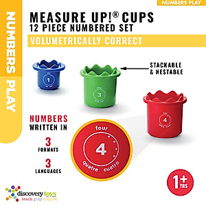 Discovery Toys Measure UP! Cups | Educational Stacking & Nesting 12 Piece Numbered Set| Kid-Powered Learning | STEM Toy Early Math Childhood Development 12 Months and Up