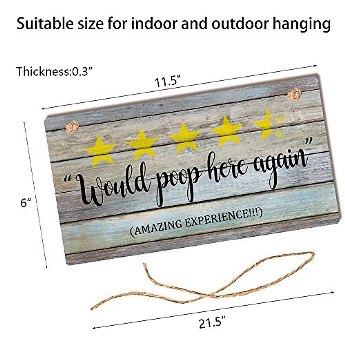 Funny Bathroom Sign Rustic Bathroom Decor Wall Arts - 4.5 Stars Would Poop Here Again - Amazing Experience - Farmhouse Guest Bathroom Wall Picture Decor 11.5" by 6"