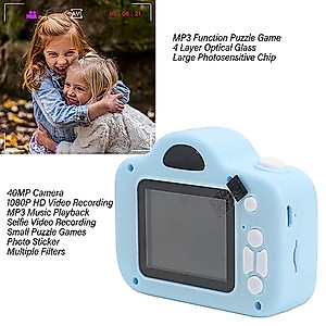 Rechargeable Camera, Single Lens Video Digital Camera 2 Inch IPS Screen Multiple Filters for Birthday Gift (Blue)