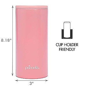 Primula Slim Can Stainless Steel Vacuum Insulated Coozie Cooler for 12 Ounce Skinny Cans, Pink