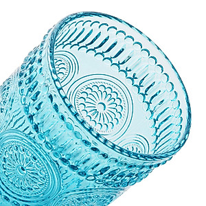 GLASS SMILE 6 Pack Romantic Water Glasses-10.5 OZ Purple Vintage Drinking Glasses Tumblers for Whisky, Beer, Juice, Beverages, Cocktail