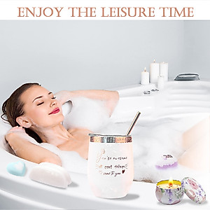 Mothers Day Gifts for Mom, Unique Birthday Gifts for Women, Insulated Wine Tumbler Gift Set, Relaxing Spa Bath Gift Box Basket for Mom Grandma Wife Sister Girlfriend Best Friend Coworker