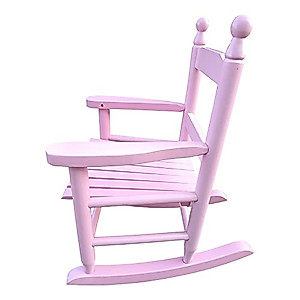 Child's Rocking Chair Solid Wood Kids Rocking Chair,Wooden Rocker Chair for Children Aged 3-7,Oak Rocking Chair for Front Porch/Outdoor/Indoor,Plywood Rocking Chair (Pink)