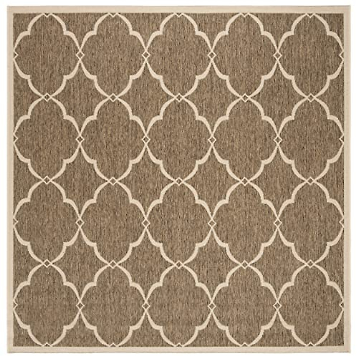 SAFAVIEH Beach House Collection 4' Square Beige/Cream BHS125D Moroccan Trellis Geometric Indoor/ Outdoor Non-Shedding Easy Patio Backyard Porch Deck Mudroom Area Rug Accent Rug
