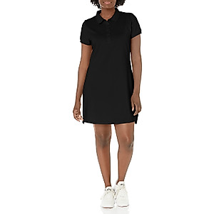 JINSHI Women’s Golf Dress Quick Dry Short Sleeve Polo Dress Tennis/Workout/Sport Dress Black Medium