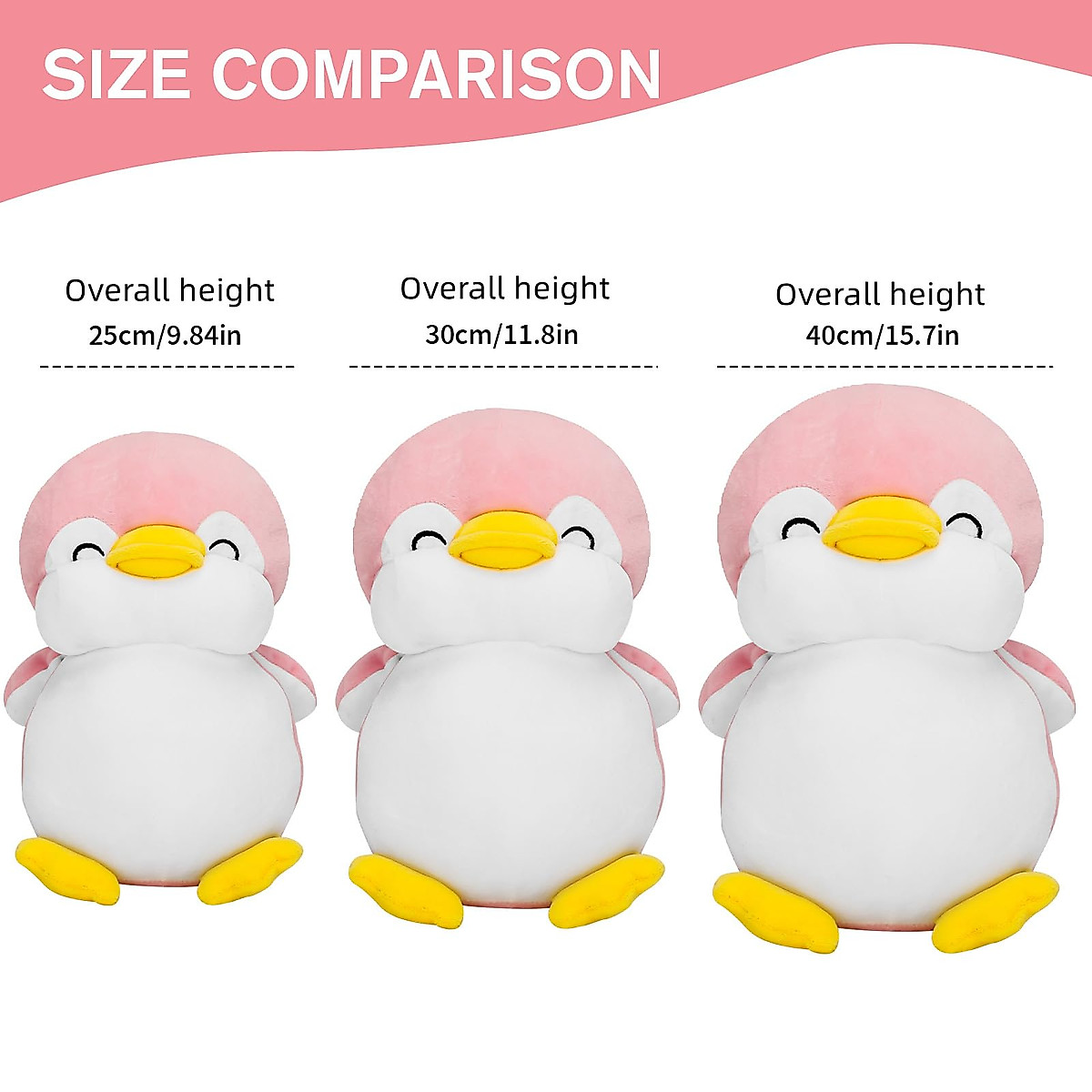 SEENEEY Plushies Penguin Stuffed Animal Toys,Fat Penguin Plush Doll Boy Girl Girlfriend Valentine's Day Gift Cute Pillow (Pink,11.8in)