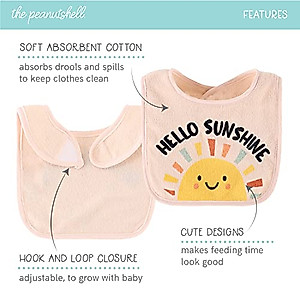 The Peanutshell Terry Baby Bib Set for Boys or Girls | Unisex 10 Pack for Feeding, Teething, or Drooling | Hello Sunshine